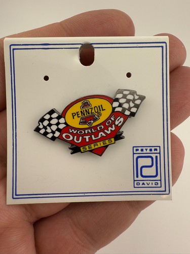 PENNZOIL MOTOR OIL WORLD OF OUTLAWS SERIES Racing Pin With Checkered ...