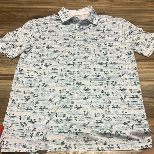 Southern Tide Shirt Men Small Size Blue Palm Tree Hut Hawaiian Button ...