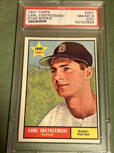 1961 TOPPS STAR ROOKIE #287 CARL YASTRZEMSKI Boston Red Sox HOF PSA 8 ...
