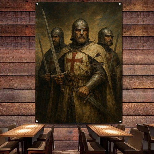 Crusades Flag Wall Chart Vintage Knights Templar Prints Poster Interior ...