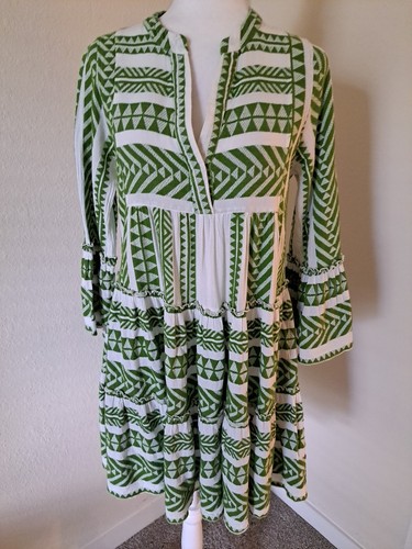 Anthropologie Devotion Twins Ella Dress XS Green Off White EUC Returns ...