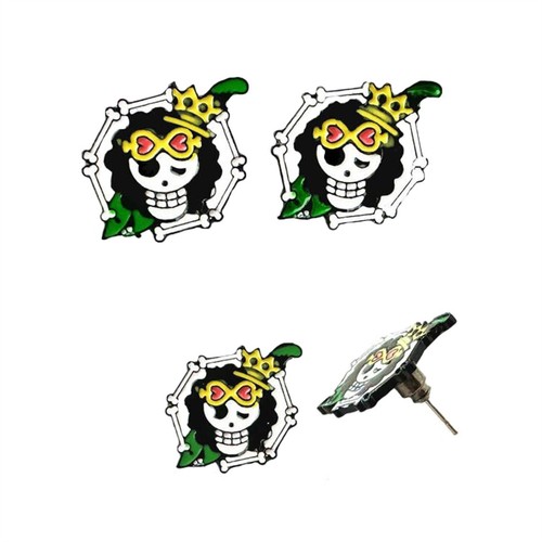 One Piece, Brooke, Jolly Roger Stud Earrings | eBay