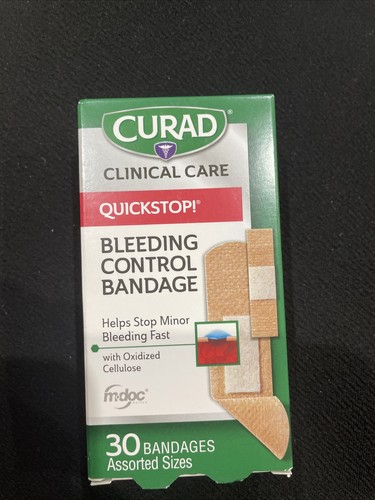 CURAD Quick Stop! BANDAGES for Bleeding Control Assorted Fabric Ea 30ct ...