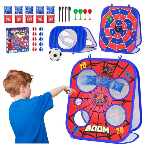 Spider Bean Bag Toss Game, 3-1 Cornhole Board Outdoor Toys for Kids ...