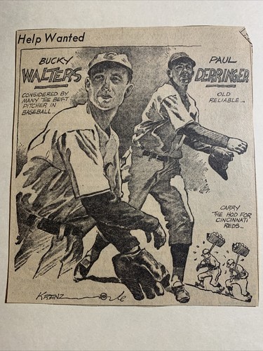 Bucky Walters Paul Derringer Cinci Reds 1939 Sporting News Baseball 6X7 ...