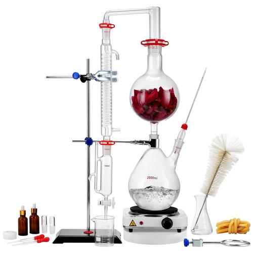 Essential Oil Distillation Kit, 2000ml Distillation Apparatus, 3.3 Boro ...