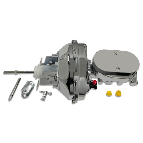 Chrome 9" Single Brake Booster & Smooth Top 1 1/8" Bore Brake Master ...