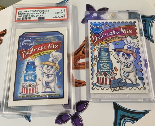 Topps GPK Donald Trump 1/1 Sketch & PSA 10 Trump Duplicate Mix Wacky ...