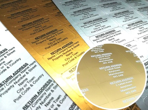 Personalised Address Labels Stickers WHITE GOLD SILVER PINK Self ...