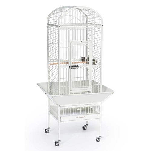 Dome Top Bird Cage - ‑Coated Steel Cage with Wheels, Push Button Locks ...