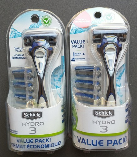 2 New Packs of Schick Hydro 3 Razor Value Pack Each 1 Handle and 4 ...