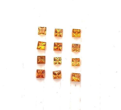 Natural Orange Sapphire Square Cut Loose Gemstone Lot 20 Pcs 2.50 MM 2. ...