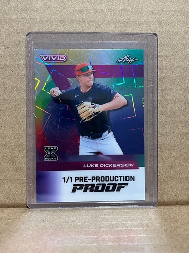 Luke Dickerson 2024 Leaf Vivid Baseball 1/1 Pre Production Proof | eBay