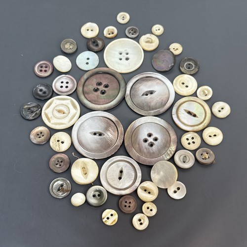 Lot Of 46 Vintage Abalone Mother Of Pearl Buttons Various Sizes Styles ...