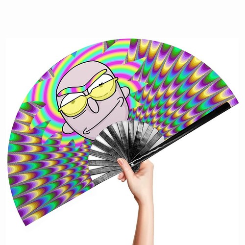33cm Folding Rave Fan - Rick Trippy - Loud Clack Festival Fans ...