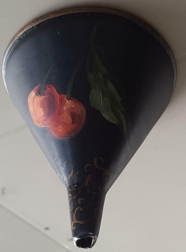 Antique Tole Painted Metal Funnel - BEAUTIFUL FUNNEL - CHERRIES PATTERN ...