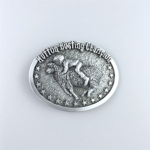Antique Silver Oval Mutton Busting Champion Western Belt Buckle also ...