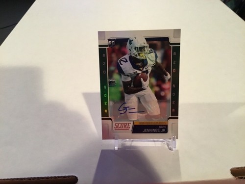 GARY JENNINGS JR #404- 2019 Score Football Rookie Auto END ZONE #/6- W ...