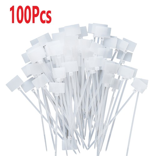 100Pcs Zip Ties Write on Ethernet RJ45 RJ12 Wire Power Cable Label Mark ...