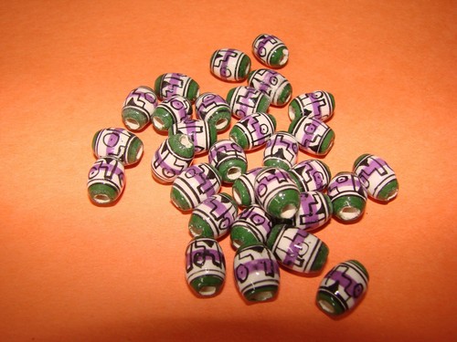 20 Peruvian Ceramic Beads oval 8mm So.western Inca Aztec multi colored ...