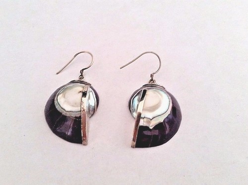 PURPLE NAUTILUS SHELL .925 SILVER PLATED EARRINGS | eBay
