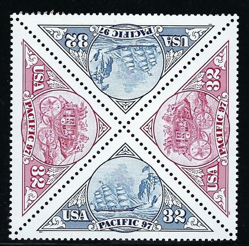 USA - MNH BL 4 Triangle Stamps - Pacific Stamp Expo - 1997........#3130 ...