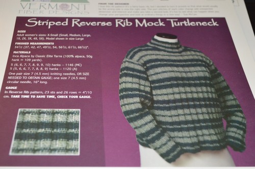 Vermont Fiber Designs Knitting Pattern 114 Striped Mock Turtleneck sz ...