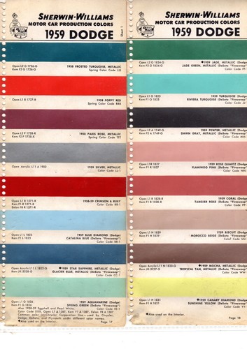 1959 Dodge Coronet Custom Royal Sierra D500 59 Paint Chips Sherwin ...