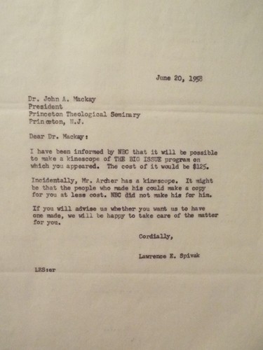 Typed Letter to John A. Mackay - Unsigned - 1958 | eBay