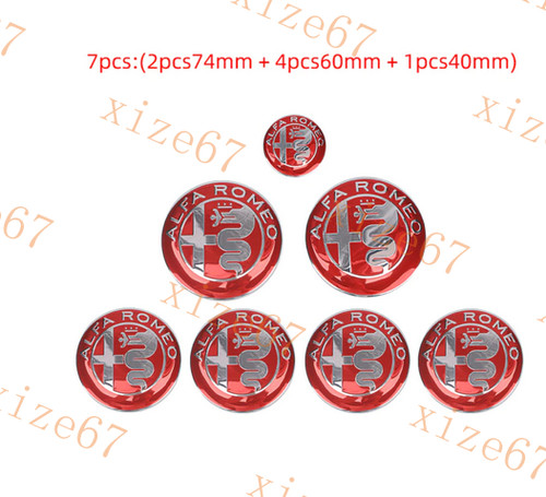 Red ALFA ROMEO Hood Trunk Hubcaps Steering Wheel Emblems Badges Decals ...