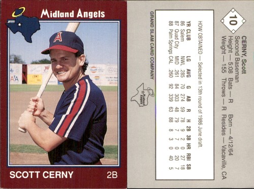 Scott Cerny 1989 Grand Slam Midland Angels #10 RC Card *AutographDen ...