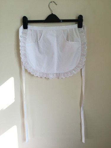 White Waitress Maid Kitchen Restaurant Cooking Half Pinny Apron With ...