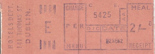 TIM ticket. C.I.E., Hotels Dept., Dublin. Meal Receipt 2/-. | eBay UK