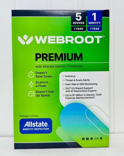 Webroot Premium 2025 Allstate Identity Protection | 5 Devices | 1 Year ...