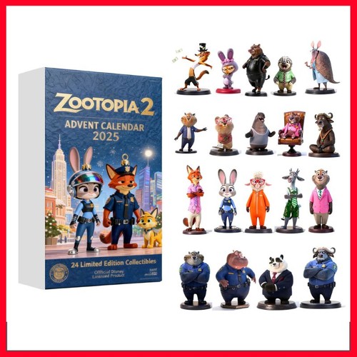 2025 Zootopia Advent Calendar 24 Days Cartoon Figurines Christmas 2D ...