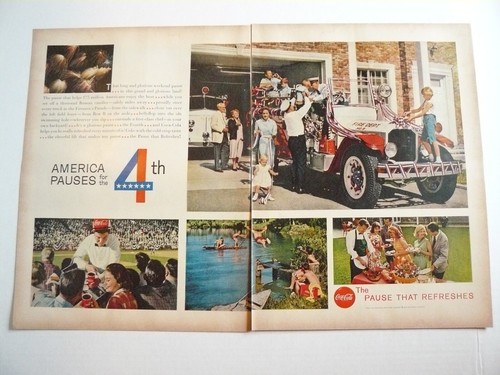 1959 Coca Cola Coke 4th July Celebration Baseball Picnic Fire Engine 2 ...