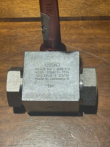 HYDAC Khb-20npt-1114 High Pressure Ball Valve 3/4" 5000 PSI 350 Bar ...