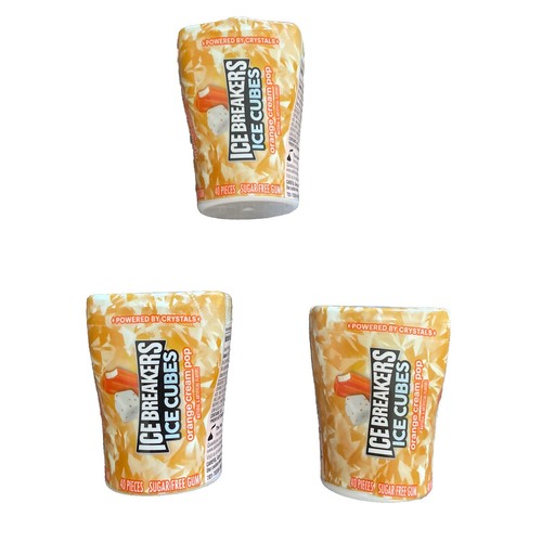ICE BREAKERS ICE CUBES Orange Cream Pop Sugar Free Gum 3 oz Limited ...
