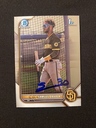 Samuel Zavala Signed 2022 1st Bowman Chrome On Card Autograph Padres ...