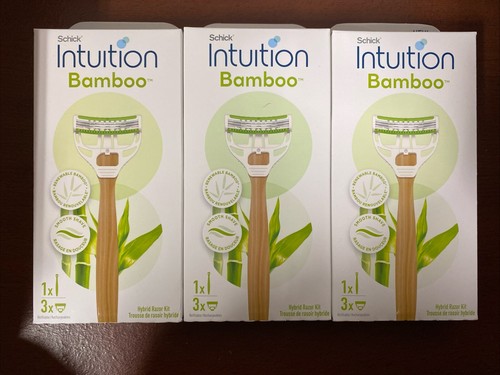 3* SCHICK Intuition Bamboo Hybrid Razor Kit (1 Handle+3 Cartridge Each ...