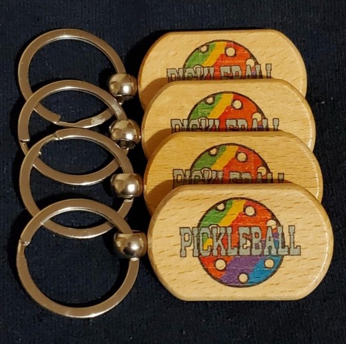 Pickleball Keychains - Set of Four- 1/4" Thick Wood Design | eBay