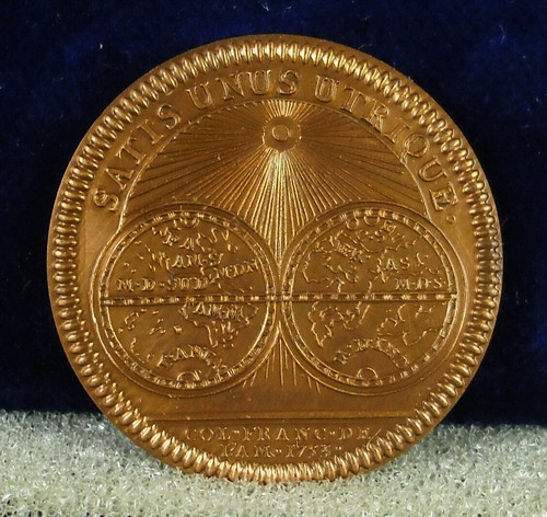 Medaille jeton c1950 French American Colonial Canada USA hémisphères ...