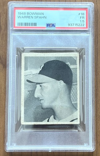 1948 Bowman Warren Spahn #18 Rookie Card RC Just Graded PSA HOF Braves ...