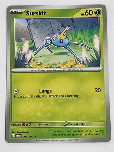 Surskit #6/197 SV Obsidian Flames Common Pokemon 2023 TCG Card | eBay