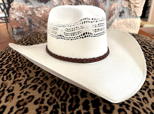 LN ALAMO HATS WESTERN COWBOY XXXXX IRON WEAVE Sz. 7.25 LEATHER WEAVE ...