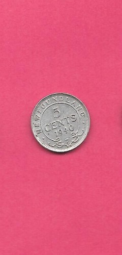 NEWFOUNDLAND KM19 1940c UNCIRCULATED-UNC MINT 5 CENT SILVER ANTIQUE OLD ...