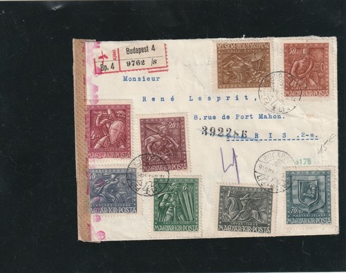 HUNGARY, 1943 , VERY ATTRACTIVE REGISTERED CENSORED COVER TO PARIS, SEE ...