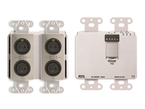 RDL DDS-BN40 4x2 Wall-Mounted Bi-Directional Mic/Line Dante Interface ...