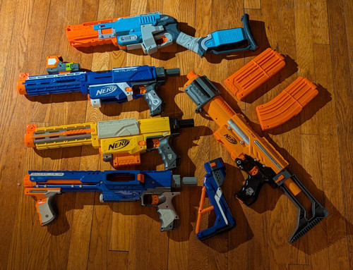 Lot of 5 Nerf Guns w/ Attachments, Mags - Recon,Raider,Retaliator ...