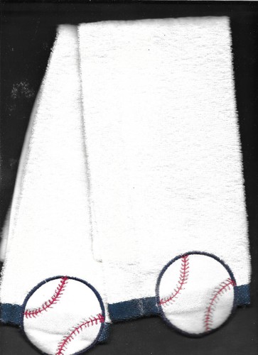 BASEBALL GENERIC NO TEAM 2 EA HAND TOWELS WHITE 11X18 100% COTTON ...